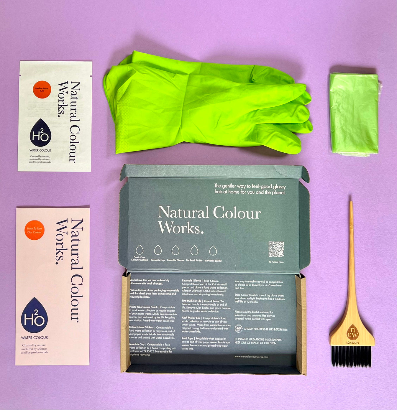 H20 Hair Colour Starter Kit - Hair Dye, Brush. Gloves & Cap